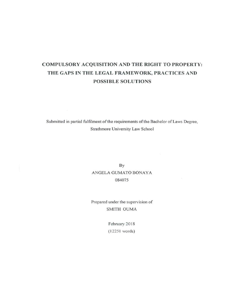 Compulsory Acquisition and The Right To Property - The Gaps in The ...