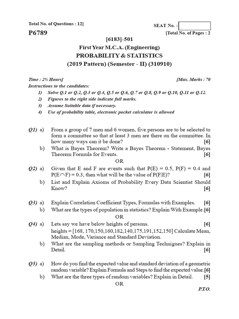 M.C.A. (Engineering) 2019 Pattern | PDF