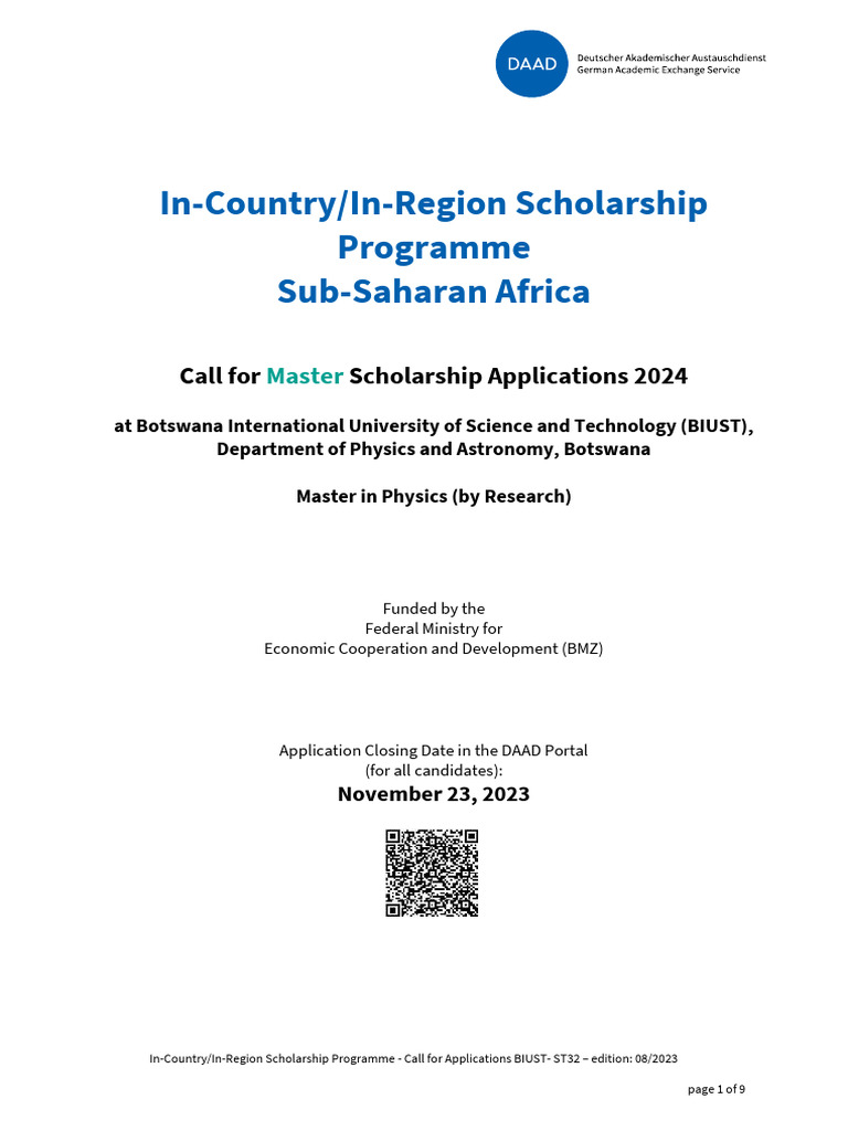 St32 Call For Scholarship Applications Biust Ma | PDF