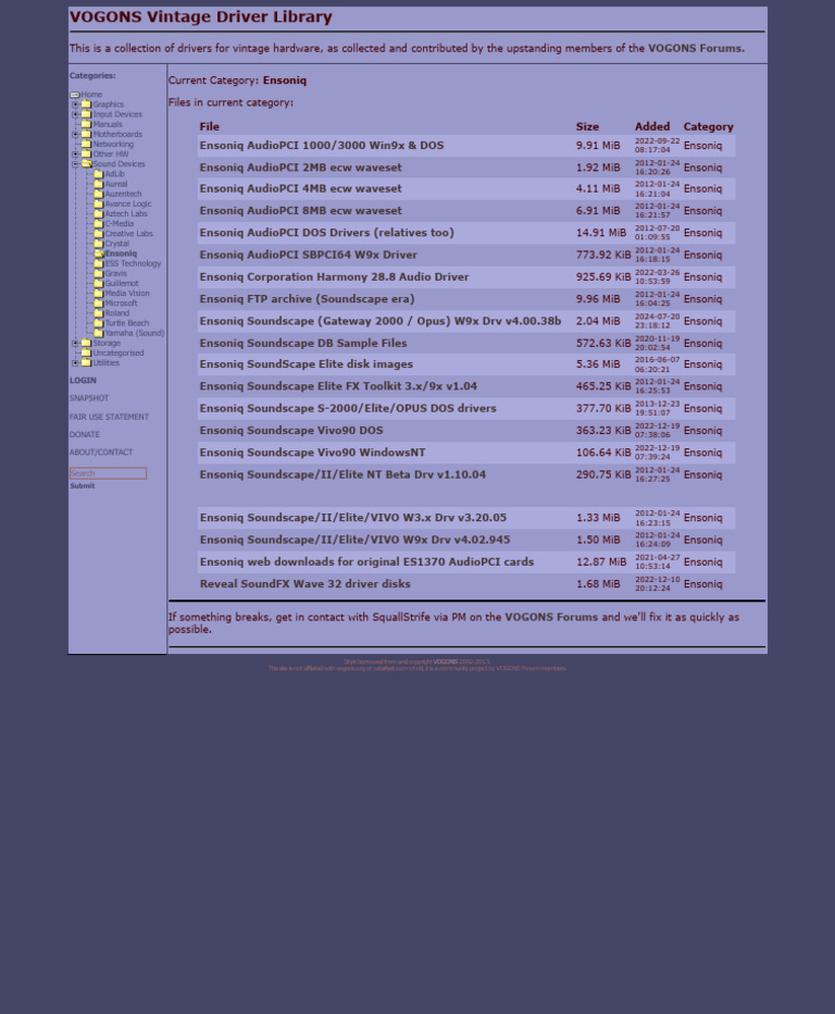 VOGONS Vintage Driver Library | PDF