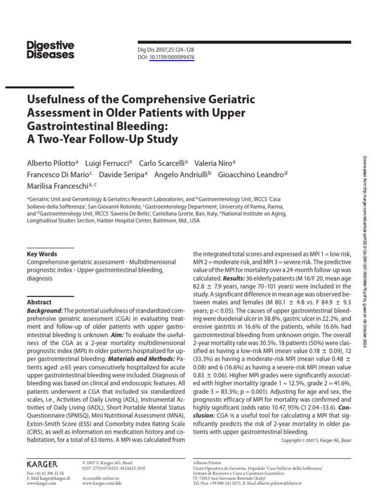 Usefulness of The Comprehensive Geriatric Assessment in Older Patients ...