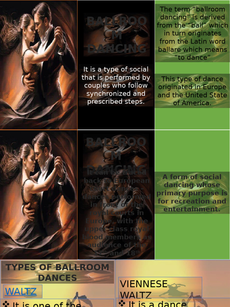 Types and Styles of Ballroom Dance | PDF | Ballroom Dance | Dances
