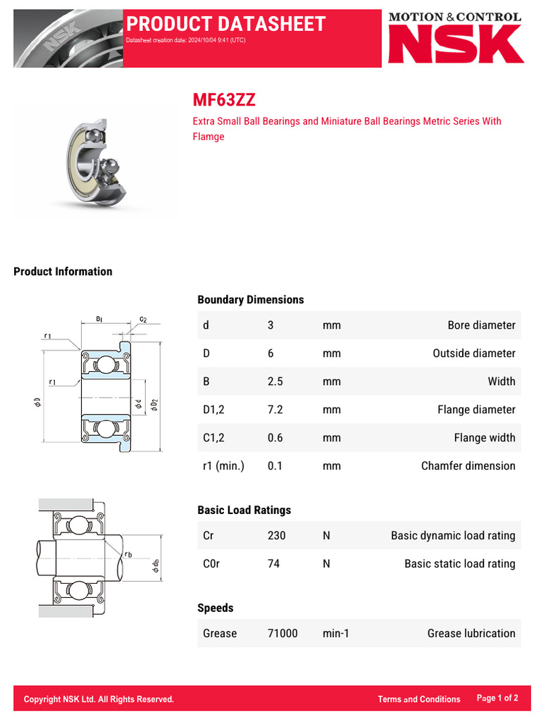 NSK MF63ZZ | PDF