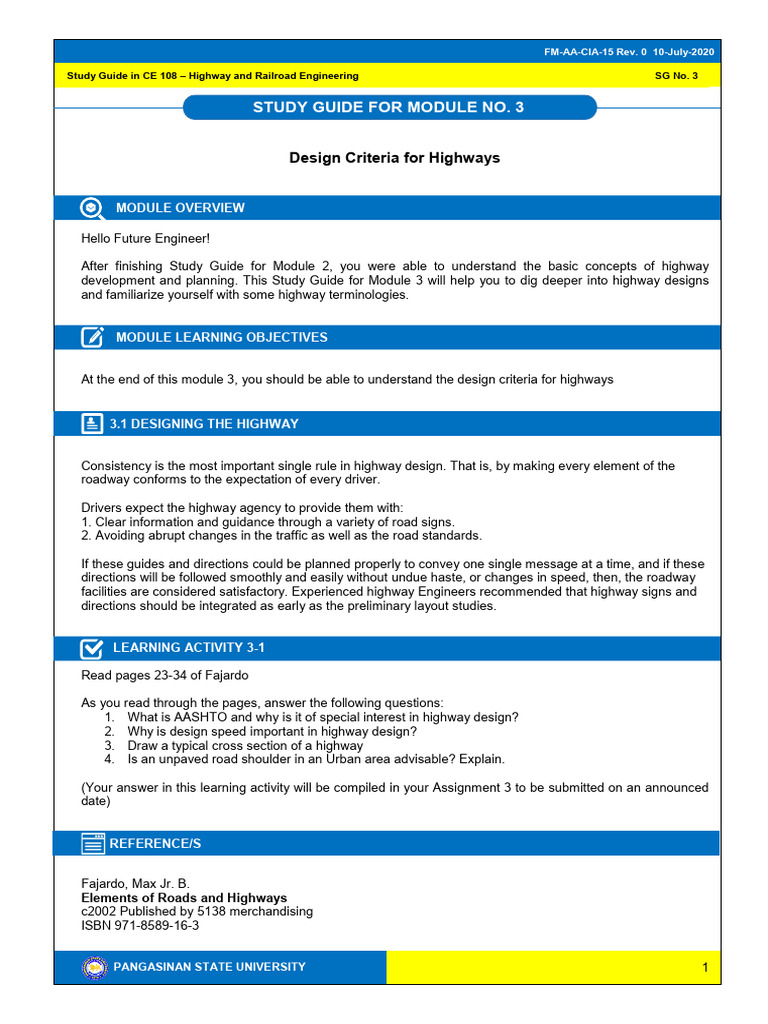 study-guide_3_ce-108_highwayraiload_Engr.-Vingua | PDF