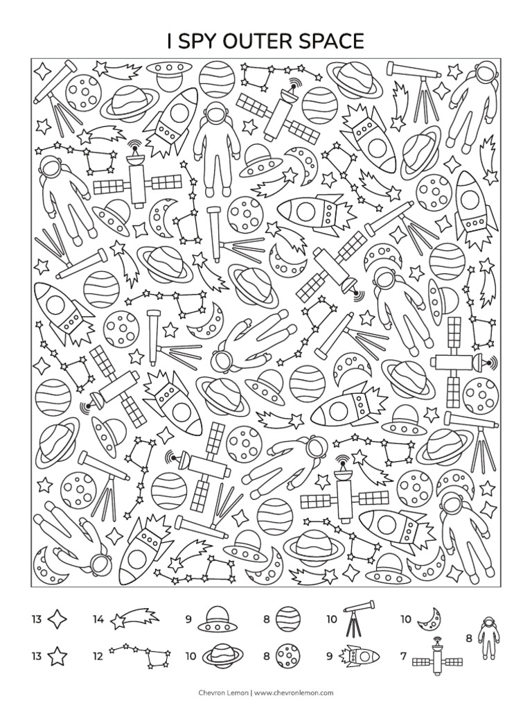 Printable I Spy Outer Space Chevron Lemon | PDF