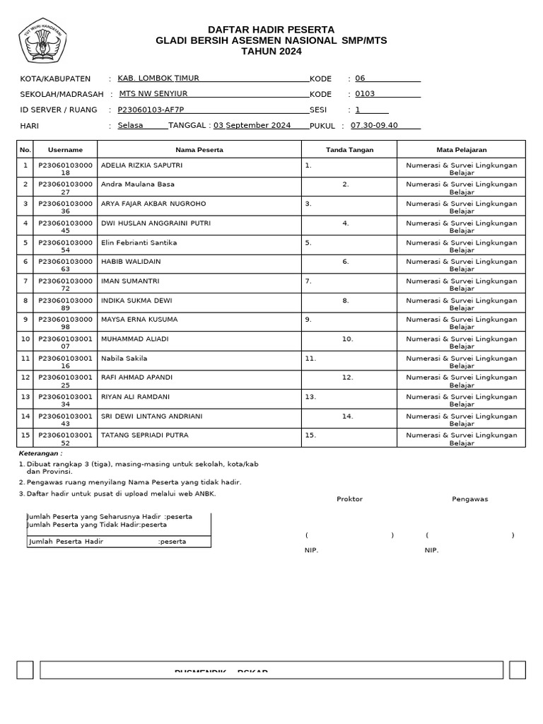 Asesmen Nasional - Tahun 2024 | PDF