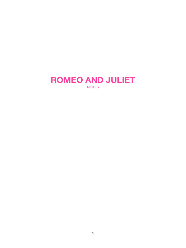 Romeo and Juliet Notes | PDF