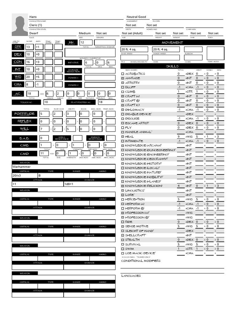 Charactersheet | PDF