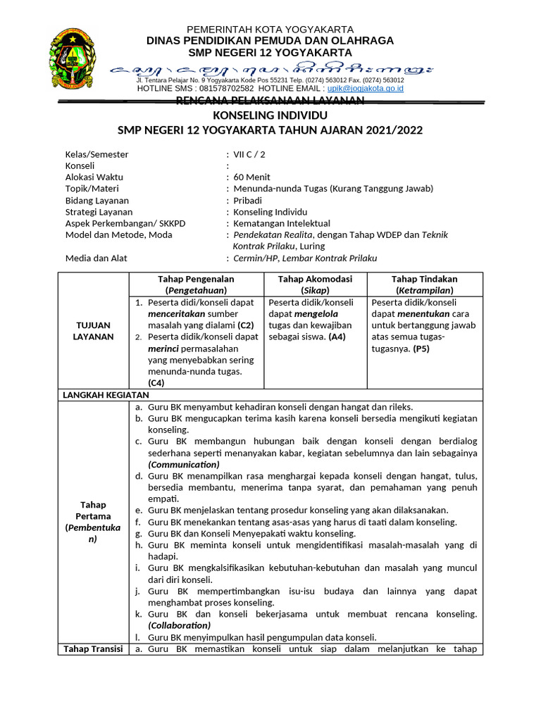 RPL BK Konseling Individu - Terbimbing | PDF