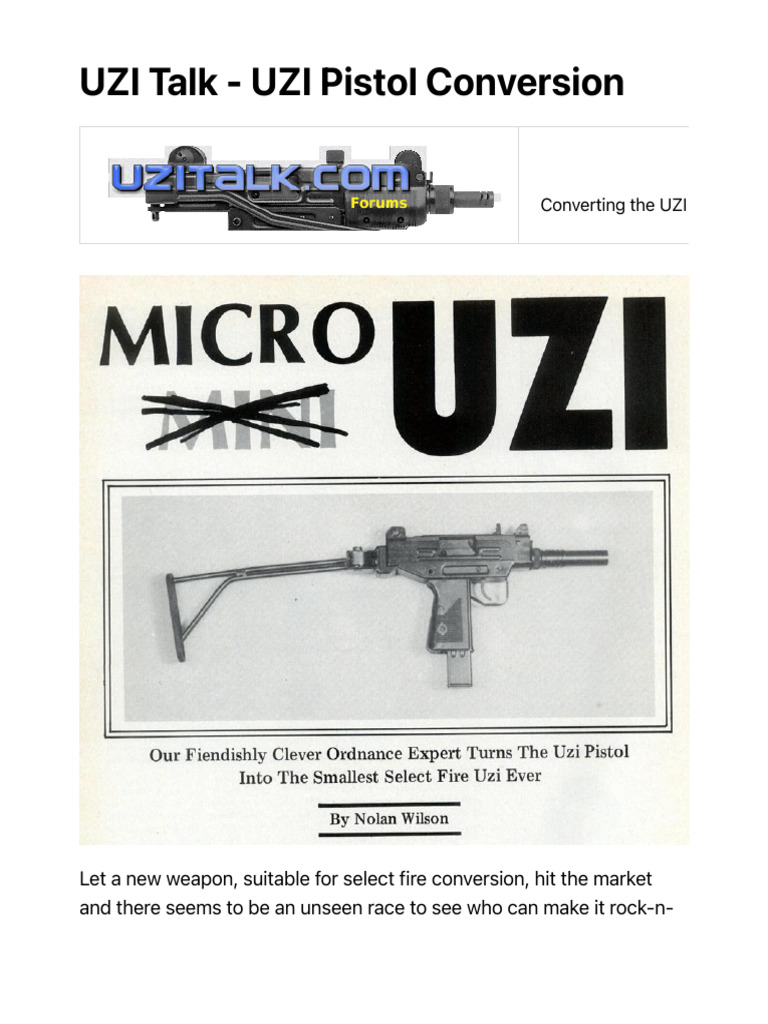 UZI Talk - UZI Pistol Conversion | PDF