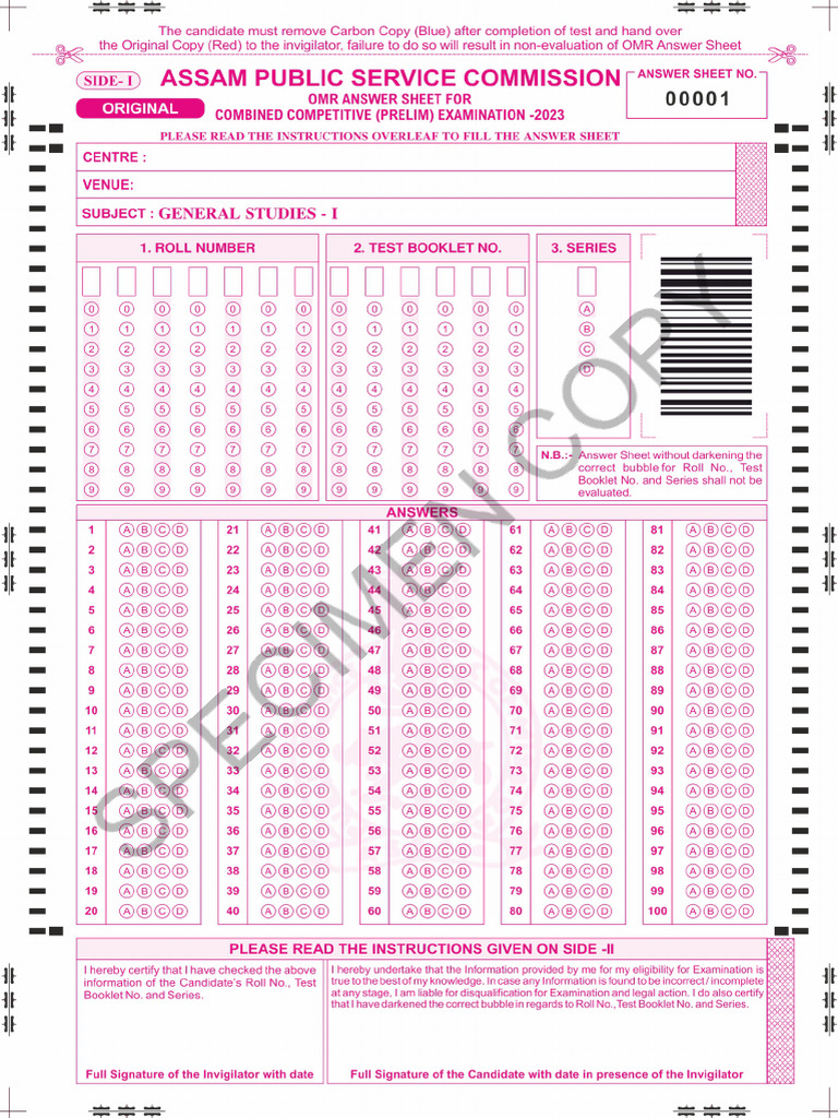 Sample Omr Cce | PDF