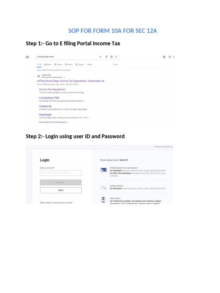 Sop For Form 10a For Sec 12a | PDF