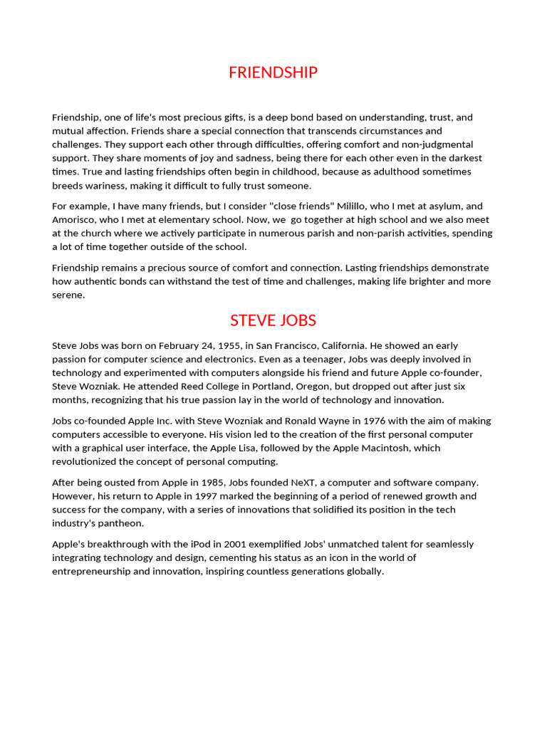 Friendship | PDF