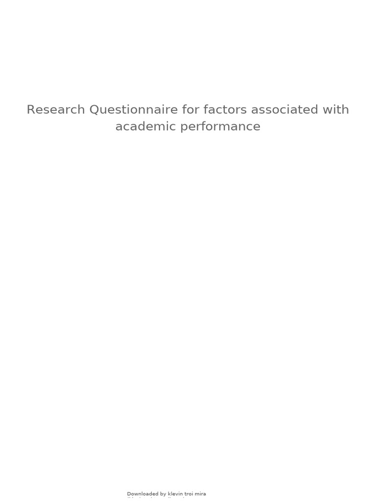 Academic Performance Factors Survey | PDF | Teachers | Wellness