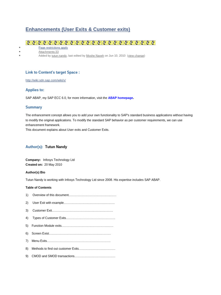 Enhancements (User Exits & Customer Exits) SAP ABAP | PDF