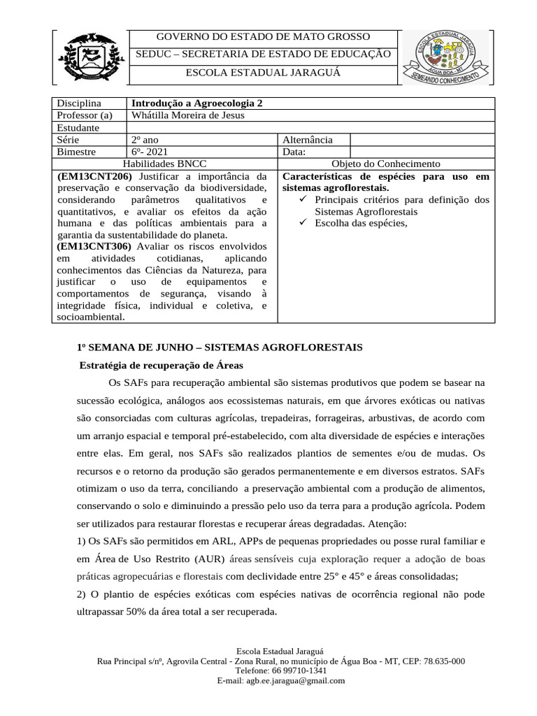 Introd Agro 2 - 2º Ano Apostila Junho | PDF