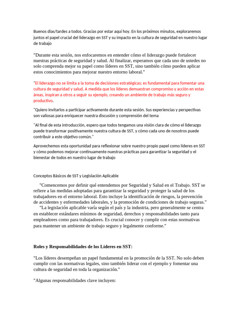 Liderazgo SST | PDF