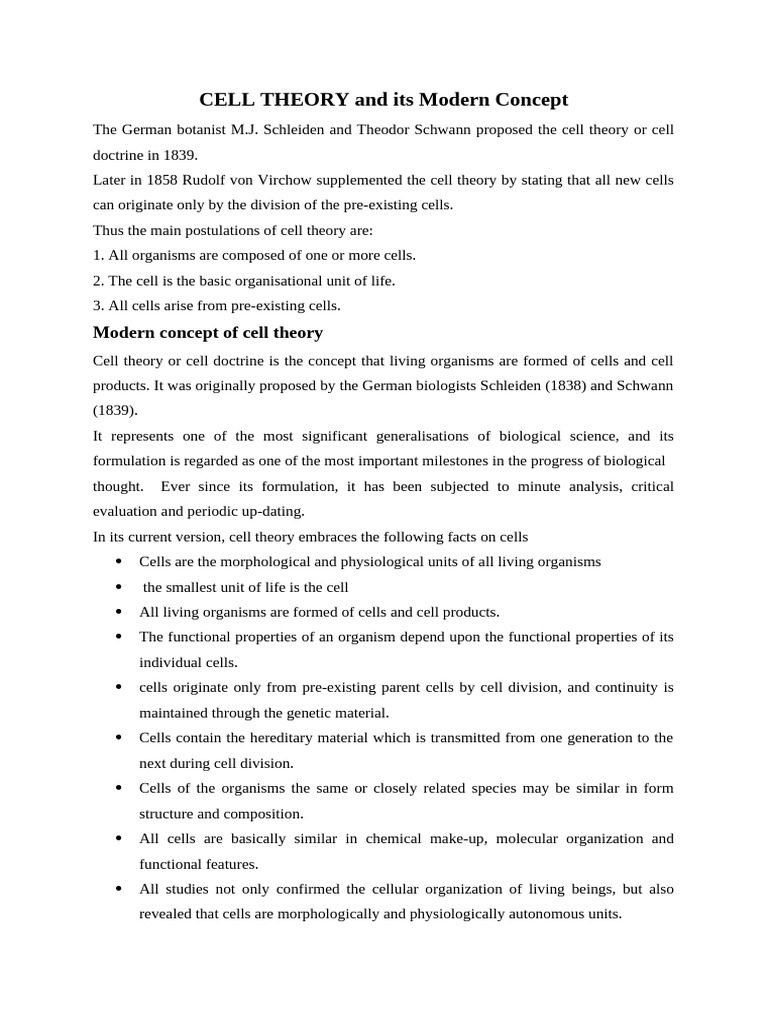 Cell Theory: Basics and Modern Insights | PDF