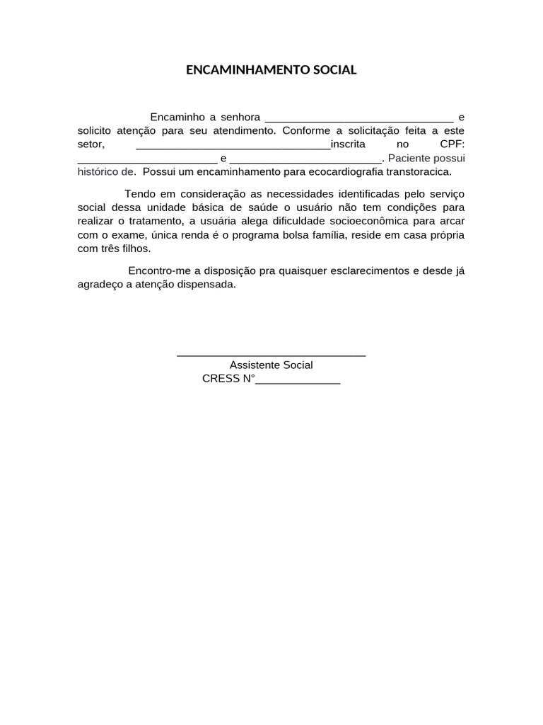 Encaminhamento Social Modelo 02 | PDF