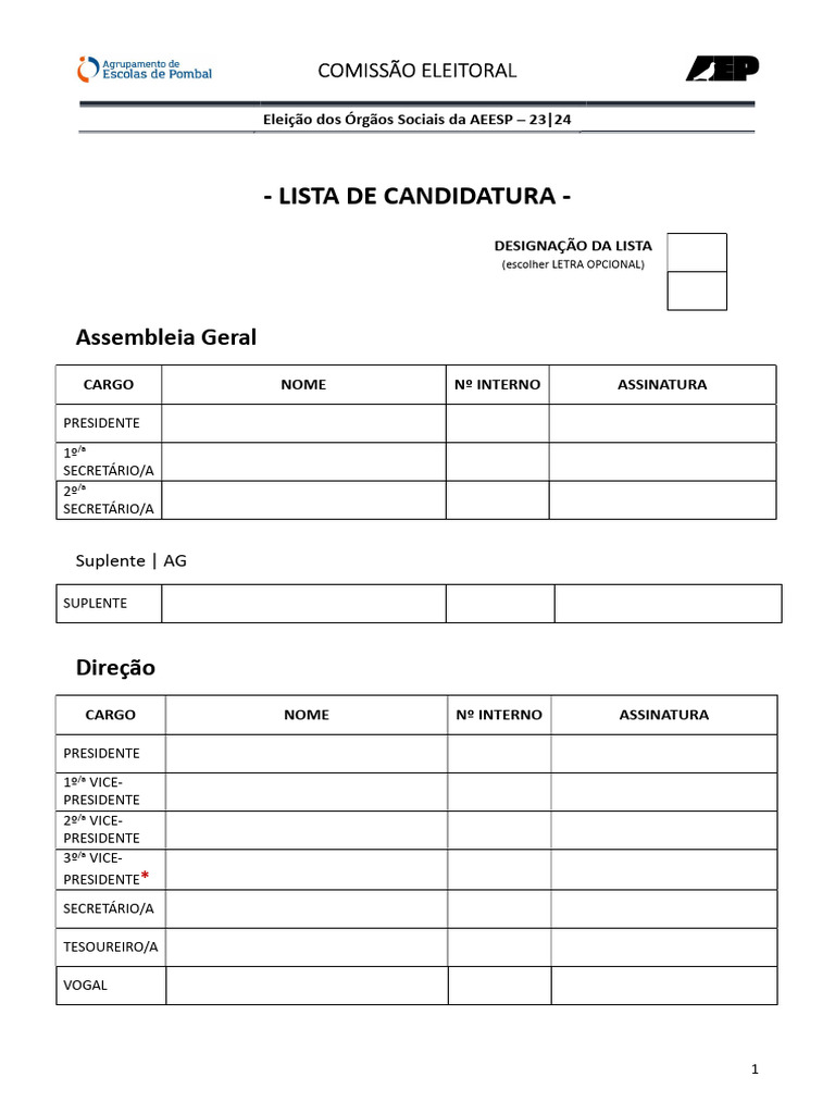 lista_candidatura-MODELO | PDF