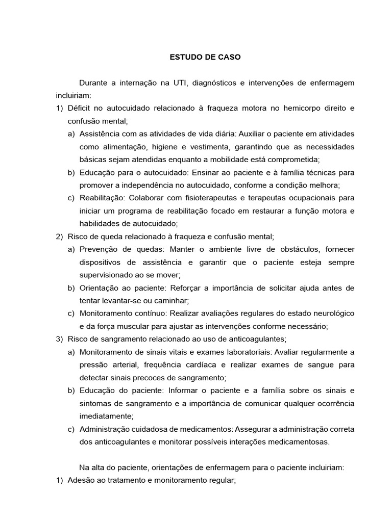 Estudo de Caso Enfermagem | PDF