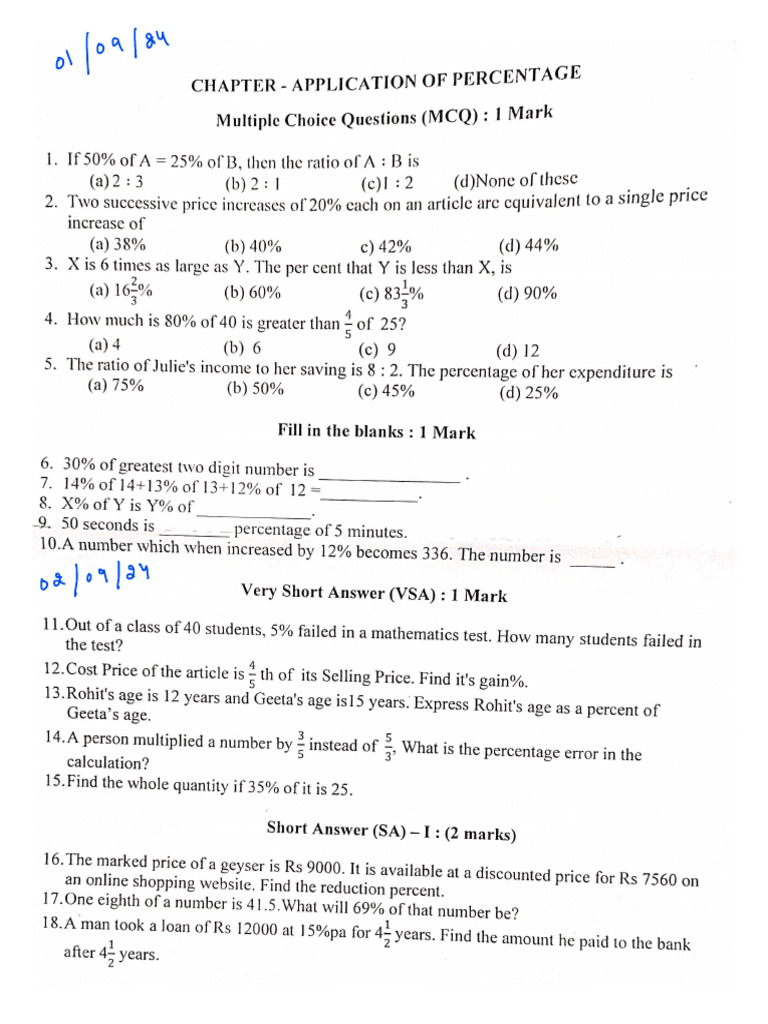 Percent, Linear, Triangle and Data | PDF