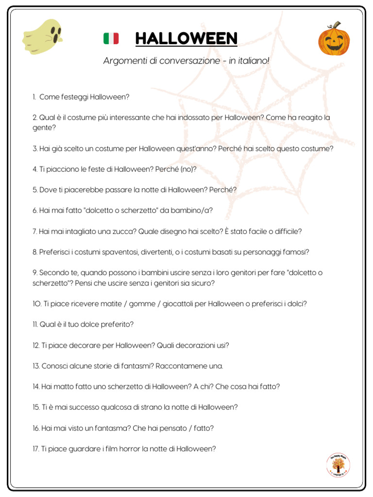 Italian Halloween Discussion Questions | PDF