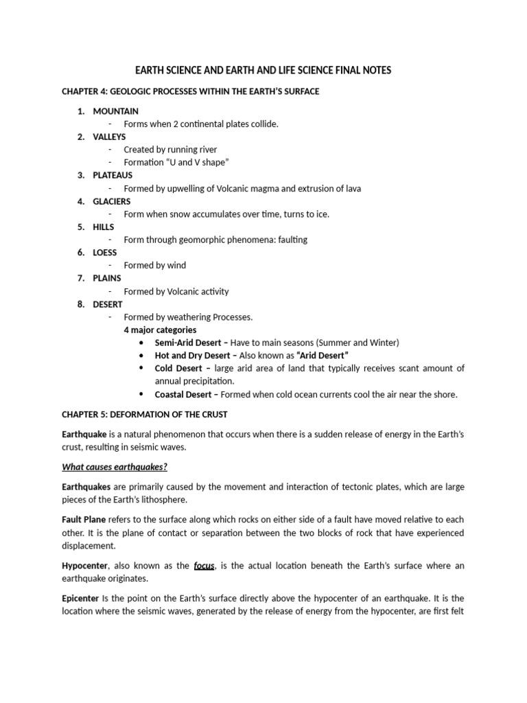 Finals Earth Science Notes | PDF | Earthquakes | Science & Mathematics
