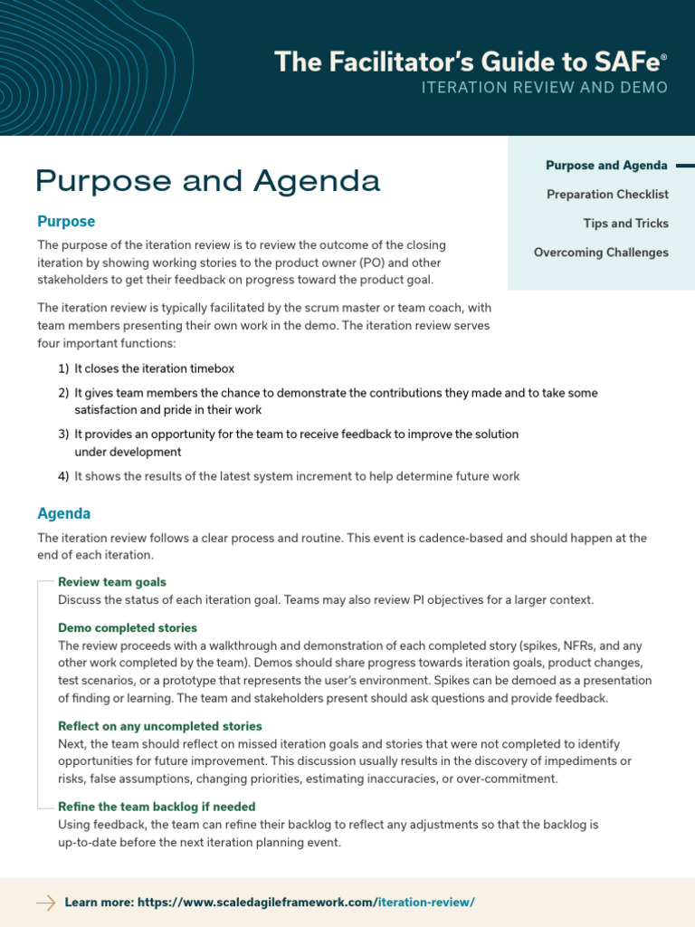 Facilitator's Guide To SAFe - Iteration Review | PDF