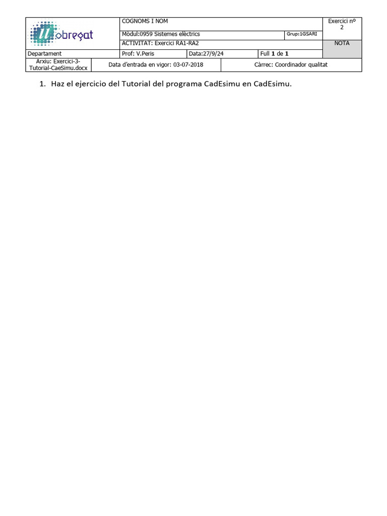 Exercici 3 Tutorial CaeSimu | PDF