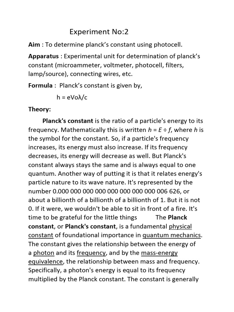 Planck's constant | PDF