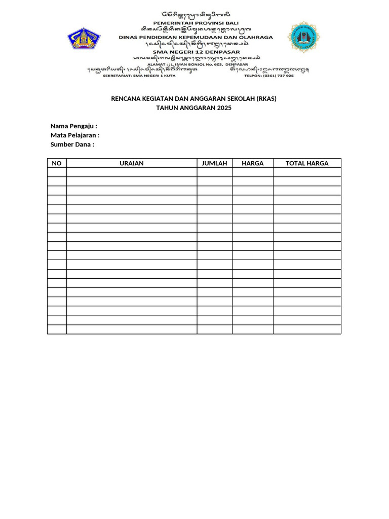 Rencana Kegiatan Dan Anggaran Sekolah | PDF