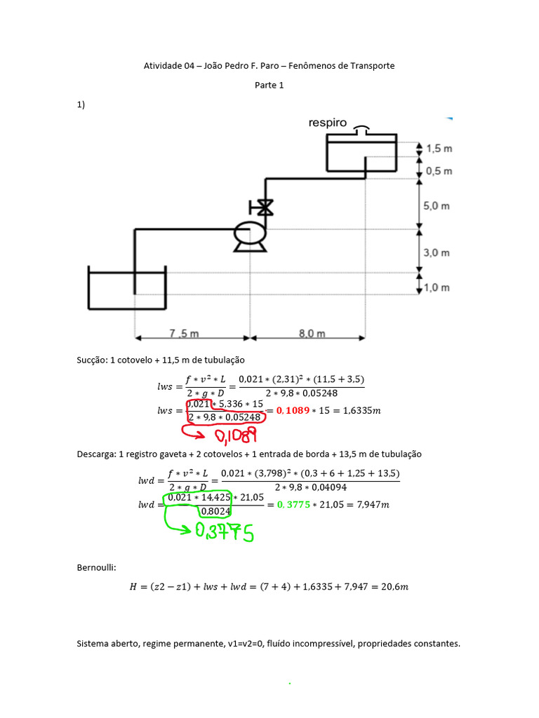 Atividade 04 - João Pedro F. Paro - Fenômenos de Transporte | PDF