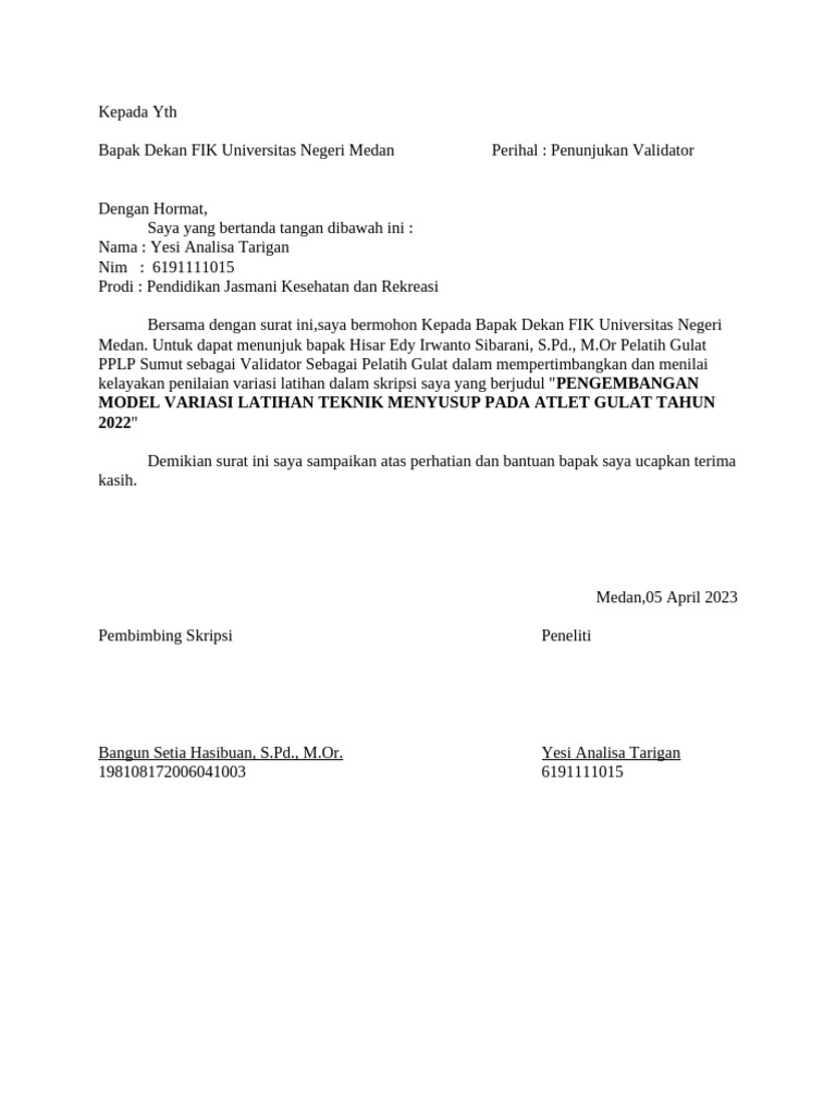 Surat Validator Pelatih | PDF