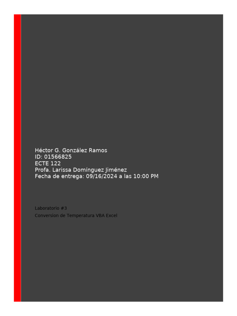Laboratorio #3 Conversion TEMP Excel | PDF