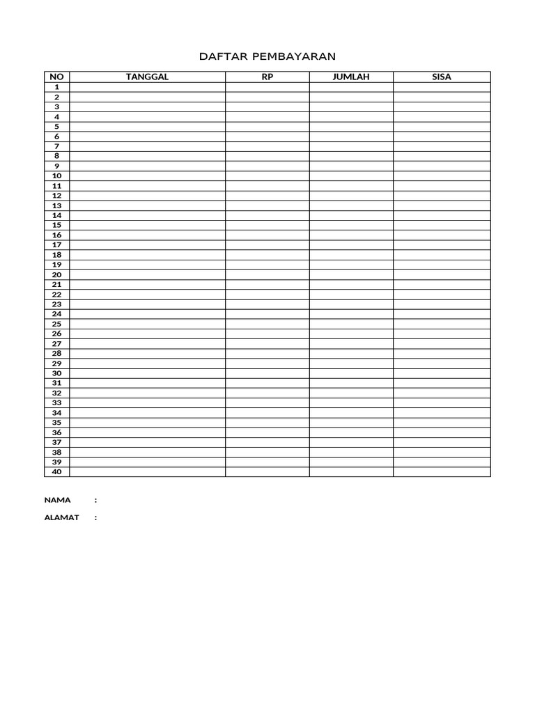 Daftar Pembayaran | PDF