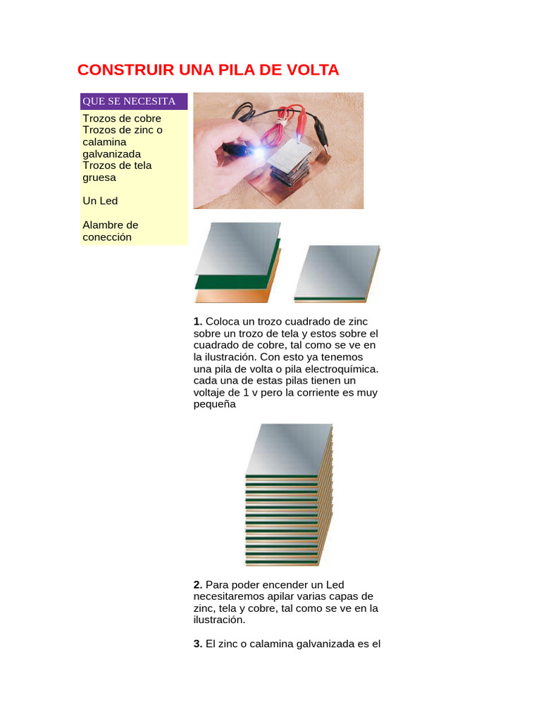 CONSTRUIR UNA PILA DE VOLTA Proyecto | PDF