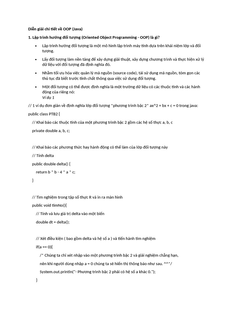 Diễn giải chi tiết về OOP (Java) 1. Lập trình hướng đối tượng (Oriented Object Programming - OOP ...