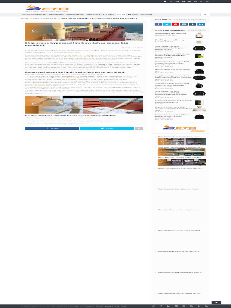 Ship Crane Bypassed Limit Switches Cause Big Accident - Electro ...