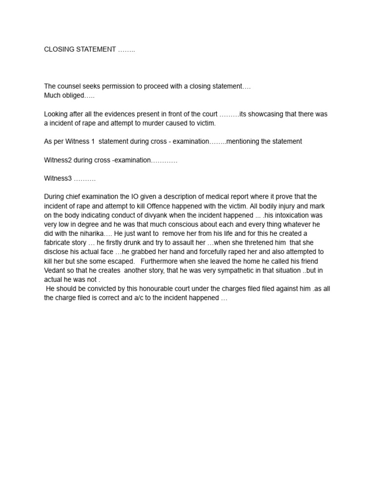 CLOSING STATEMENT …… | PDF