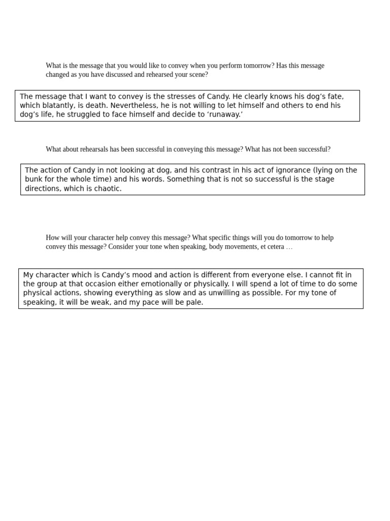 Rehearsal Reflection 9 - 23 | PDF