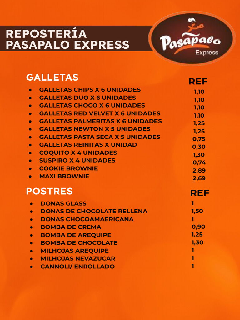 Menu Pasapalo Express Nuevo | PDF
