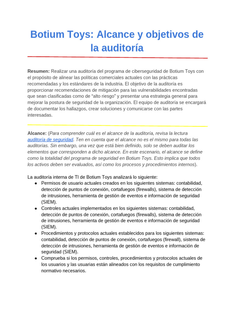 MB29ozNEQYWwg5V - Yi HCW - Portfolio Activity Conduct A Security Audit Part 1 - Botium Toys ...
