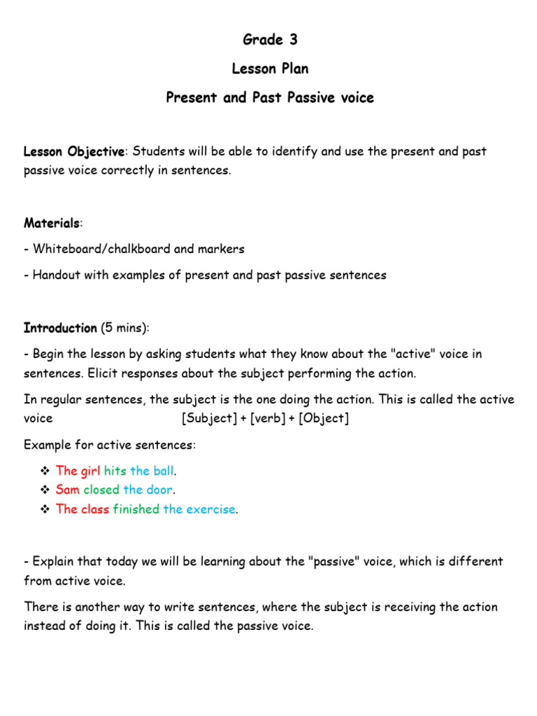 Passive-Lesson Plan | PDF