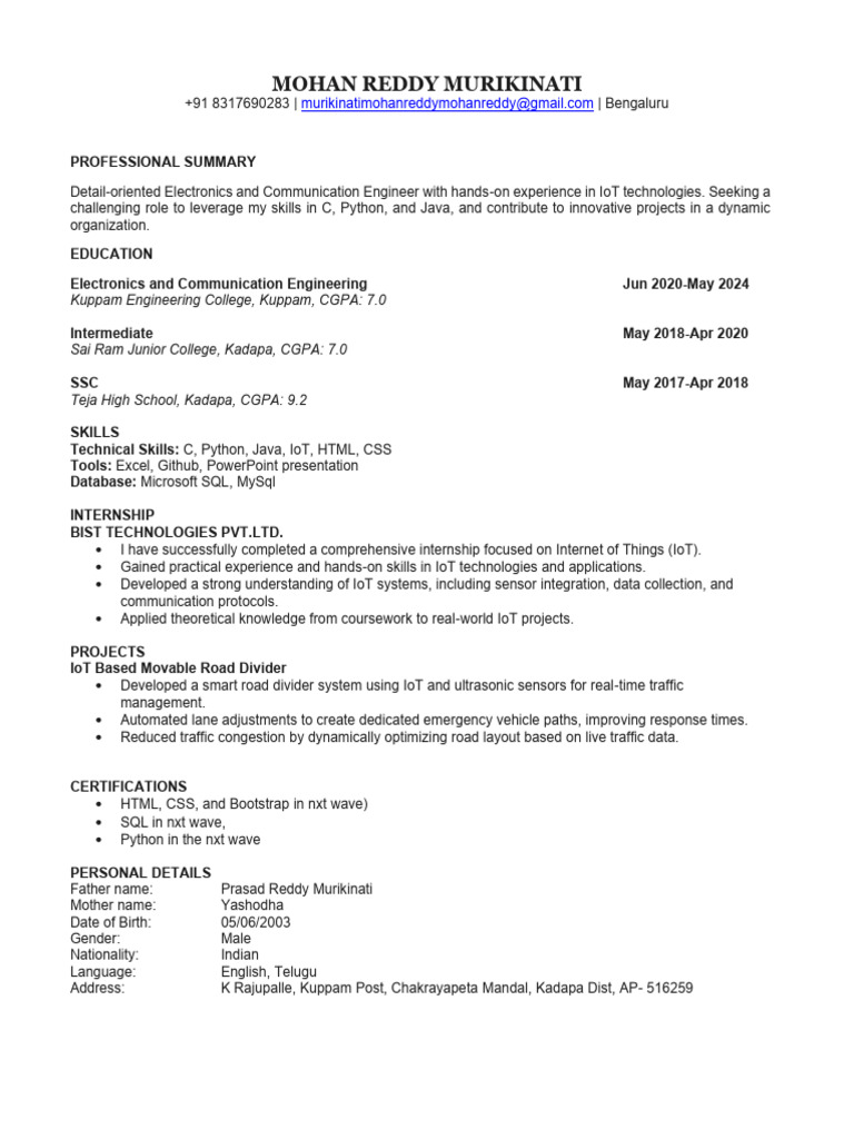 Mohan Reddy Resume | PDF