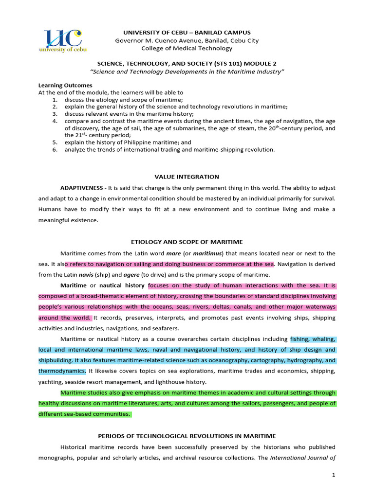 STS 101 Module 2 Lecture Notes Commented | PDF