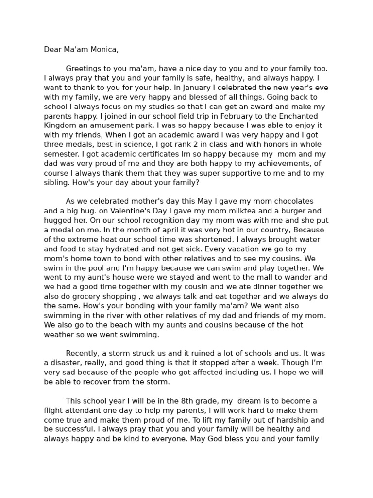 Annual Letter For Cheska Mae Robles | PDF