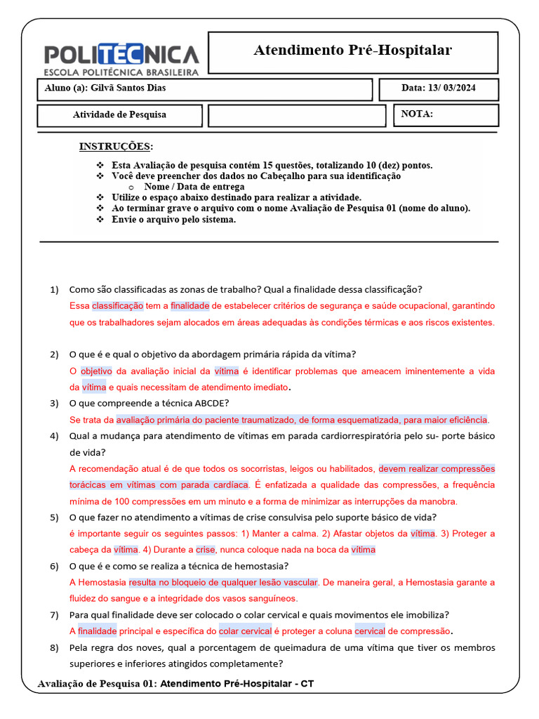 Atividade APH | PDF | Resgate | Autoajuda