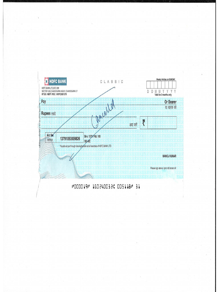 Cancelled Cheque | PDF