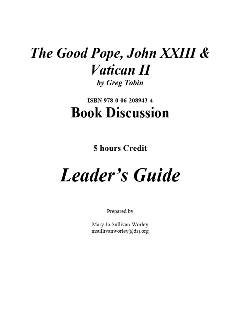 9 The Good Pope John Xxiii Vatican II Leaders Guide | PDF